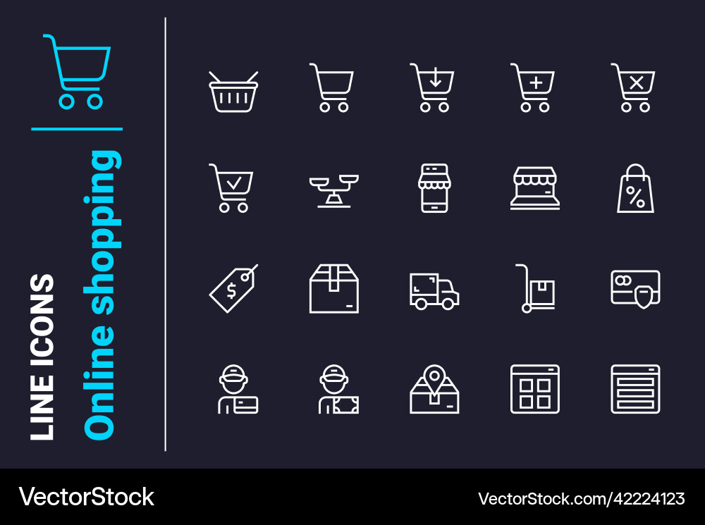 Online shopping and making order icons set Vector Image