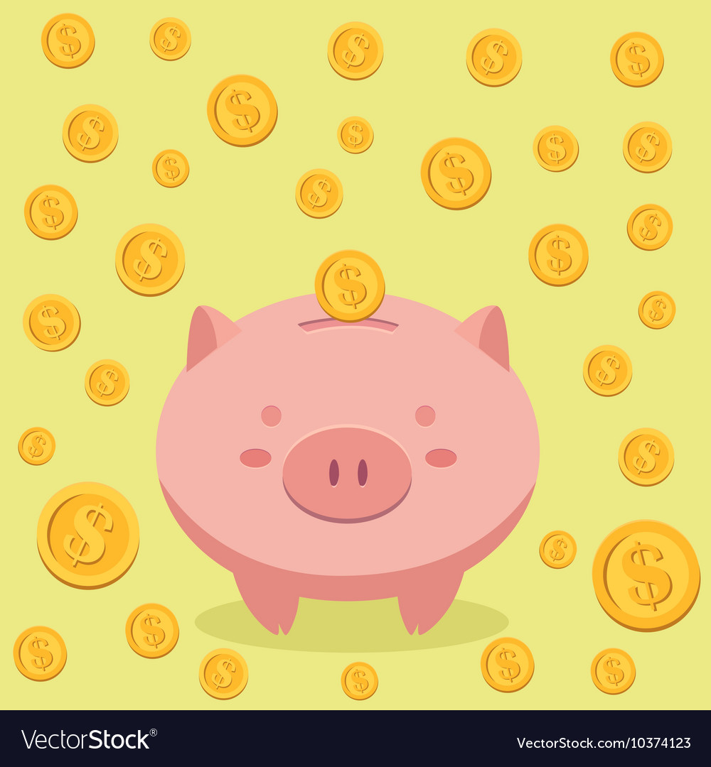 Piggy bank and coin money Royalty Free Vector Image