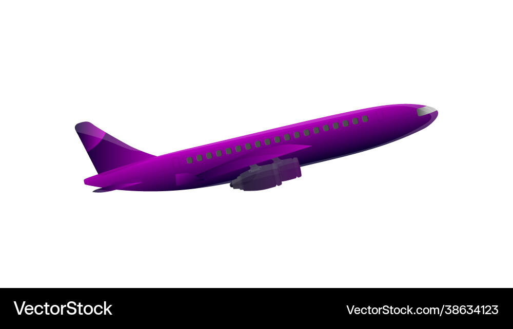 Purple plane in 3d realistic isolated Royalty Free Vector