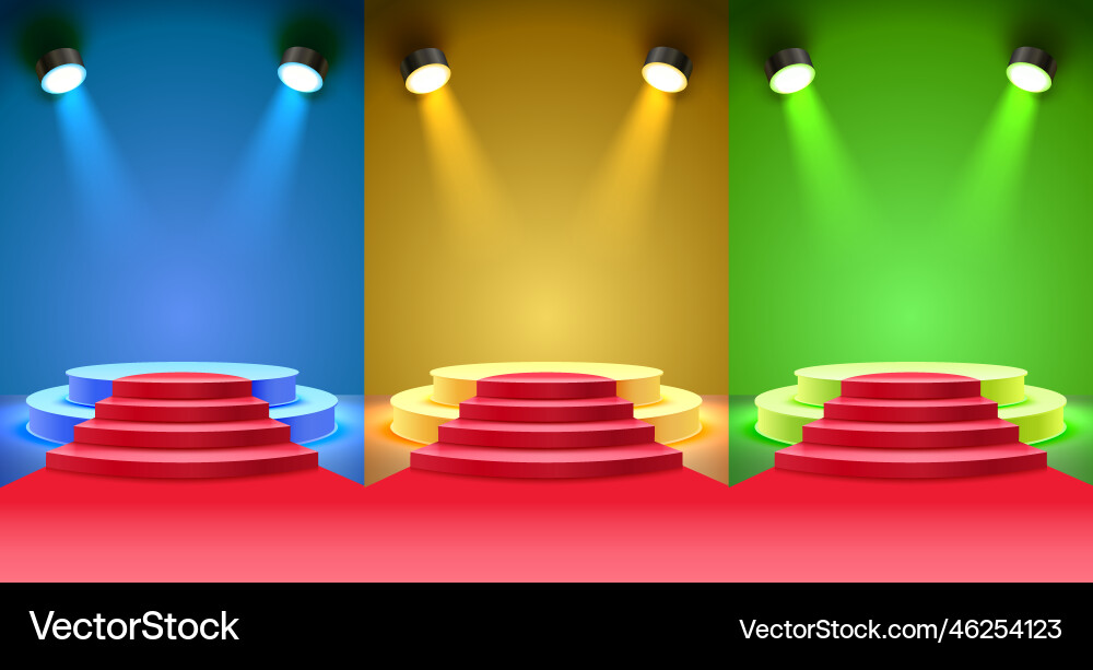 Red carpet podium room show platform scene Vector Image