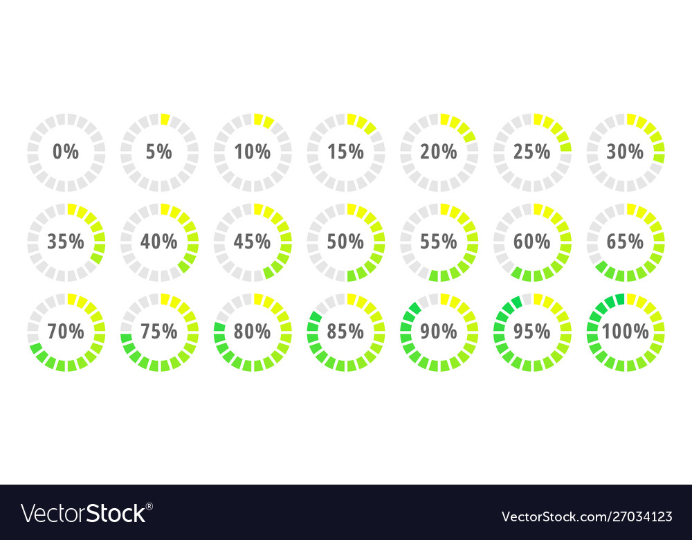 Set circular progress loading bar green Royalty Free Vector