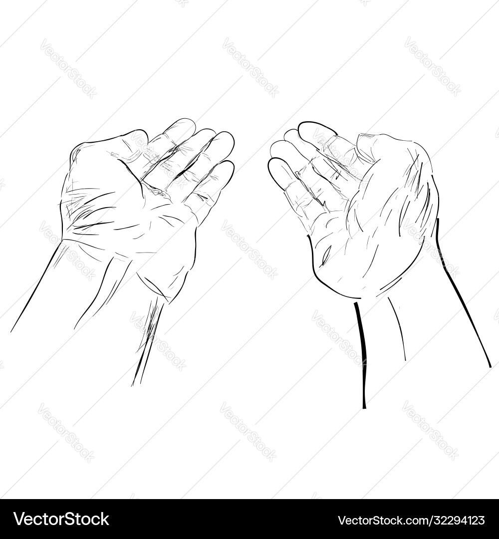 Sketchy gesture hand ready to receive or give Vector Image