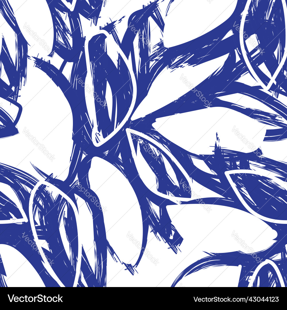 Tropical leaf brush strokes seamless pattern Vector Image