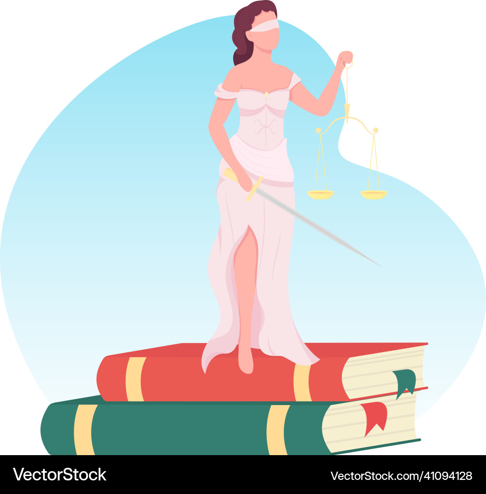 Blind justice woman 2d web banner poster Vector Image