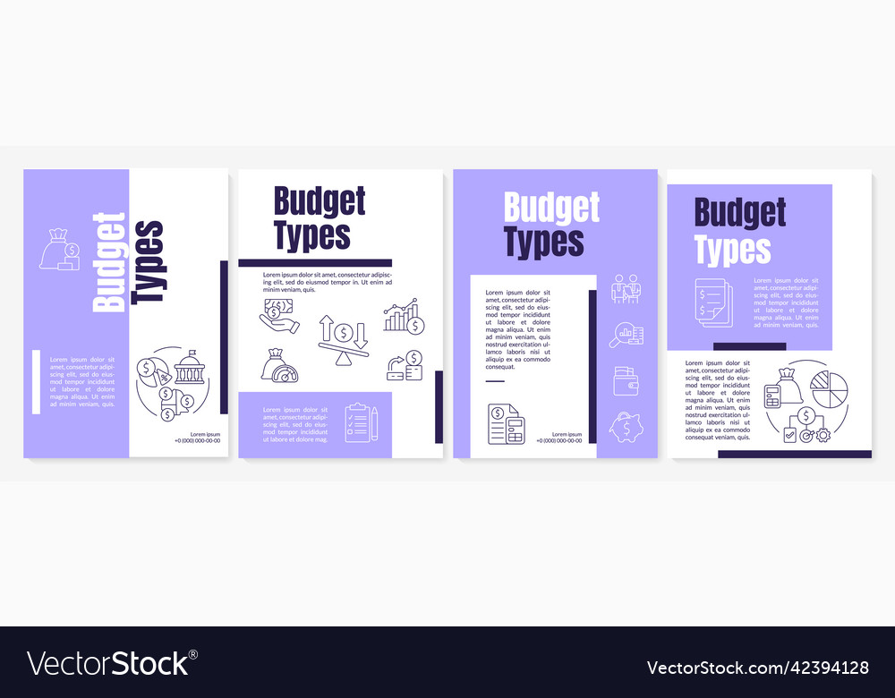 Budget types purple brochure template Royalty Free Vector Budget types purple brochure template Royalty Free Vector