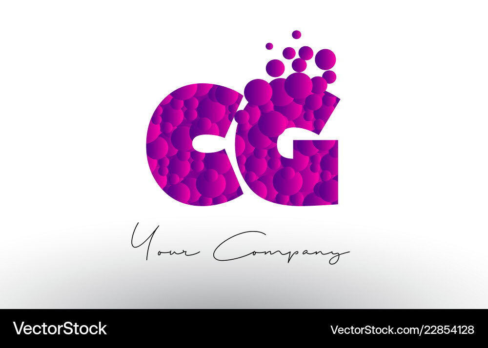 Cg c g dots letter logo with purple bubbles Vector Image