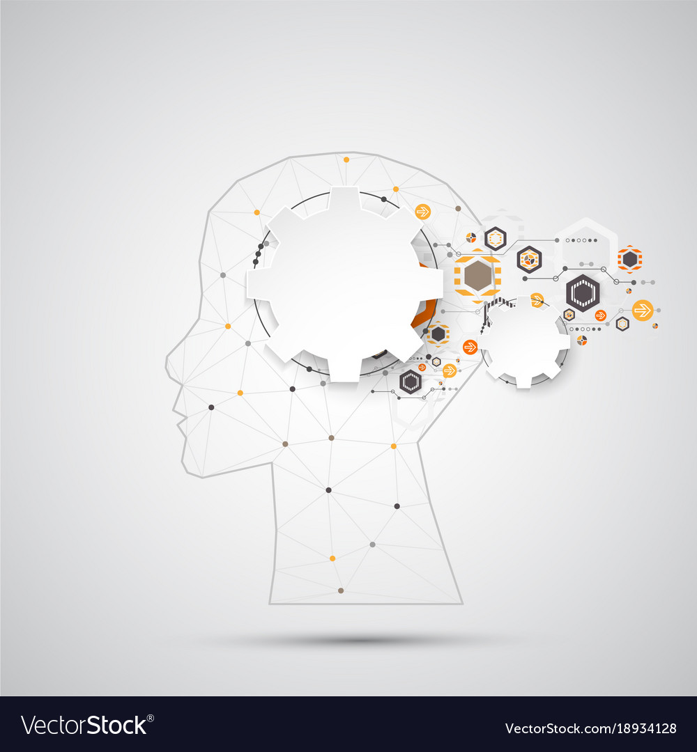 Creative brain concept background with triangular Vector Image