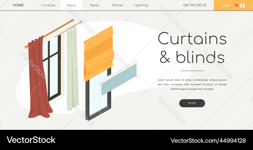 Curtains and blinds - line design style isometric Vector Image