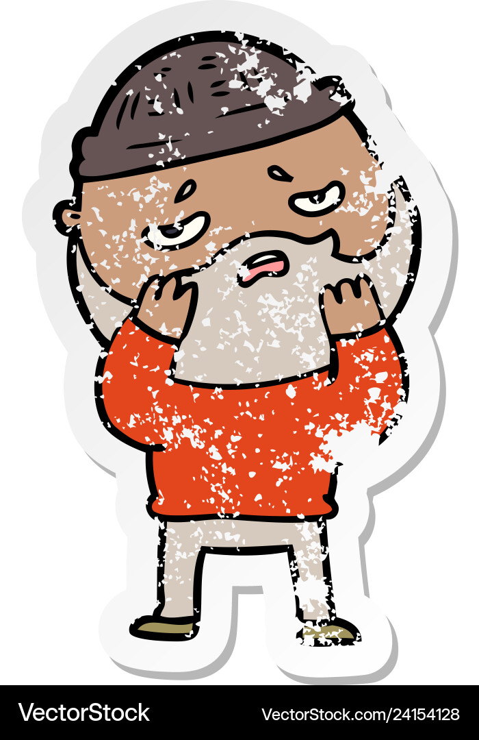 Distressed sticker a cartoon worried man Vector Image