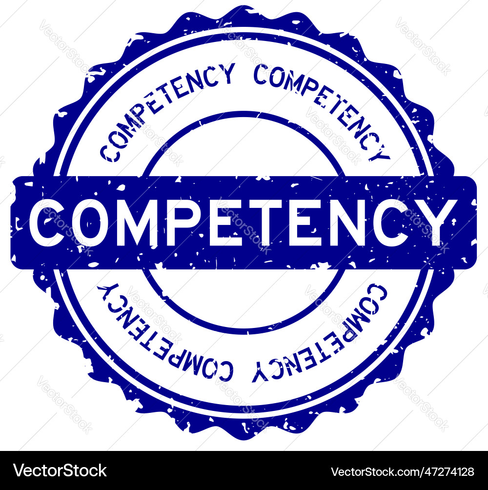 Grunge blue competency word round rubber seal Vector Image