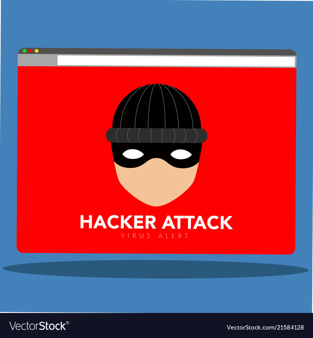 Hacker icon on a computer screen cyber attack Vector Image