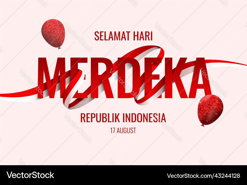 Indonesia text decorated with flags and balloons Vector Image