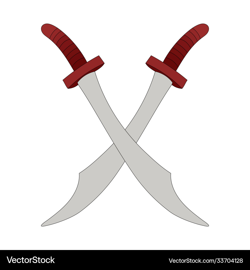 Isolated weapon symbol two saber swords Royalty Free Vector