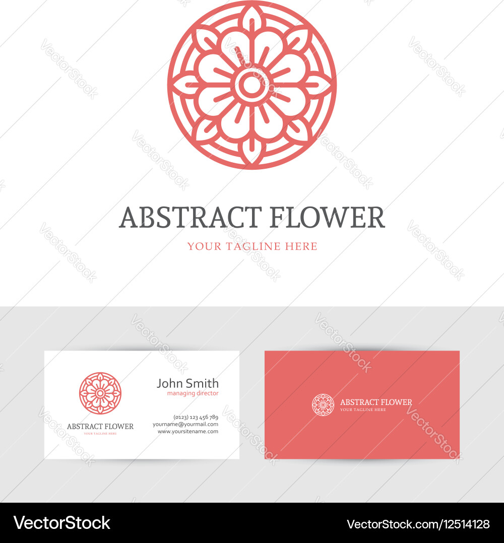Linear red flower logo Royalty Free Vector Image