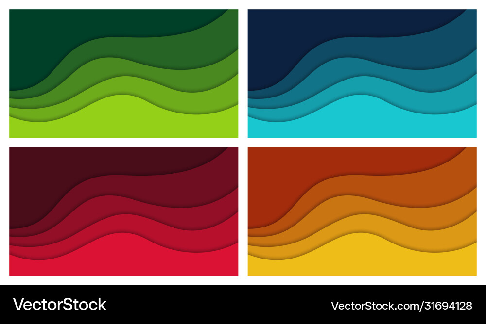 Set 3d abstract background and paper cut shapes Vector Image