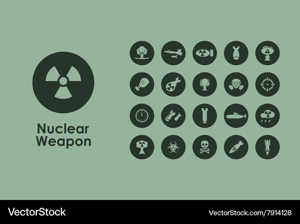 Set of nuclear weapon simple icons Royalty Free Vector Image