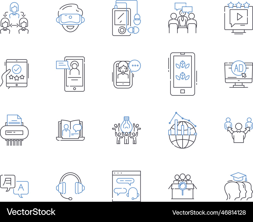 Venture community line icons collection Royalty Free Vector