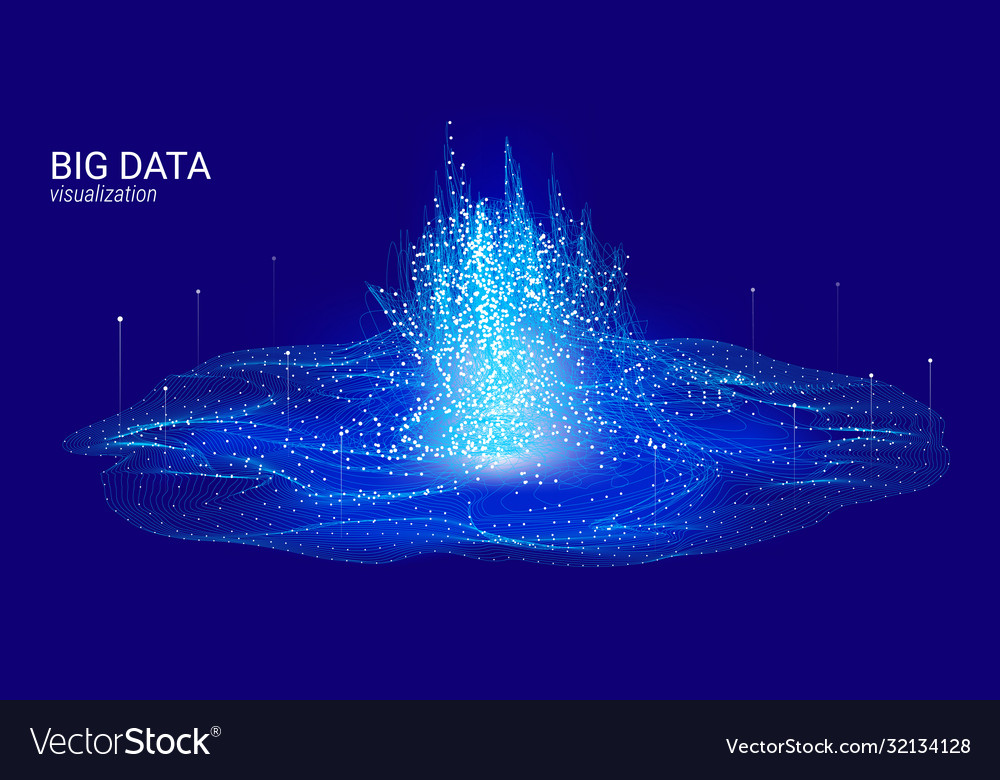 Wave 3d big data visualization analysis Royalty Free Vector