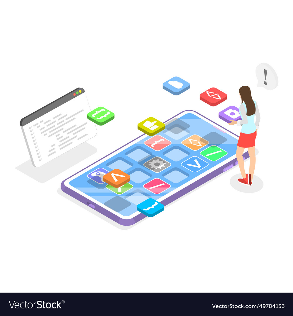 3d isometric flat of software Royalty Free Vector Image