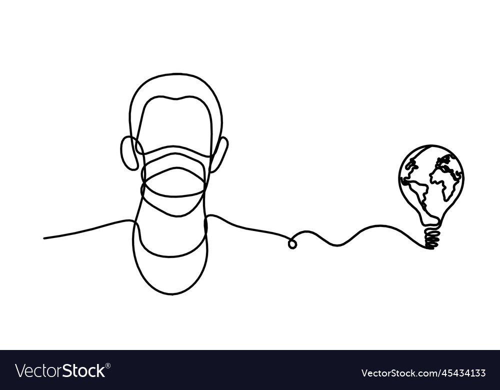 Abstract man face with mask and globe with globe Vector Image Abstract man face with mask and globe with globe Vector Image