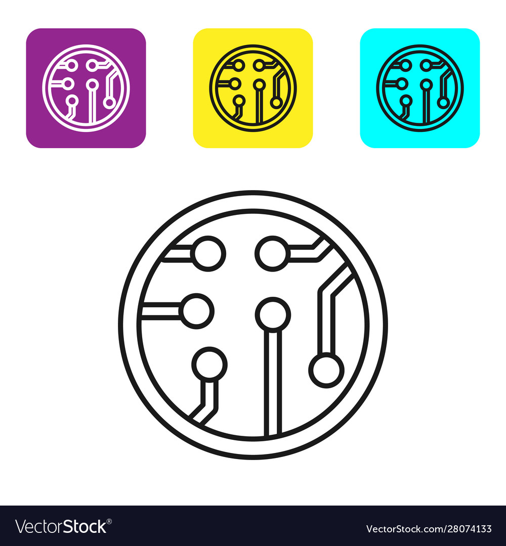 Black line processor icon isolated on white Vector Image