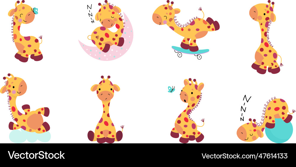 Cartoon giraffe characters cute giraffes Vector Image