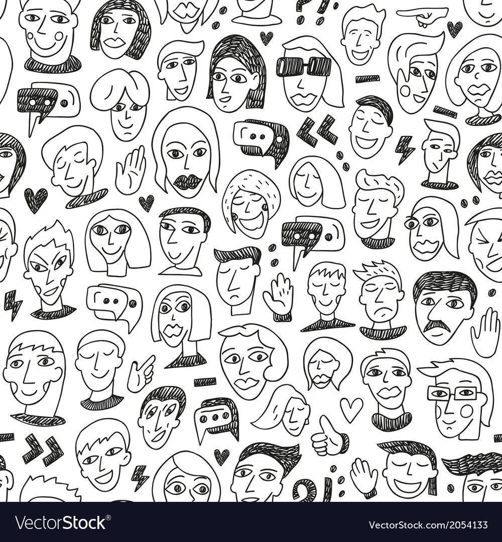 Faces - seamless background Royalty Free Vector Image