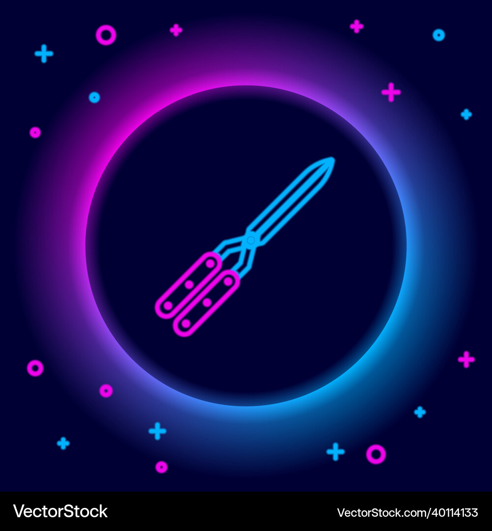 Glowing neon line gardening handmade scissors Vector Image
