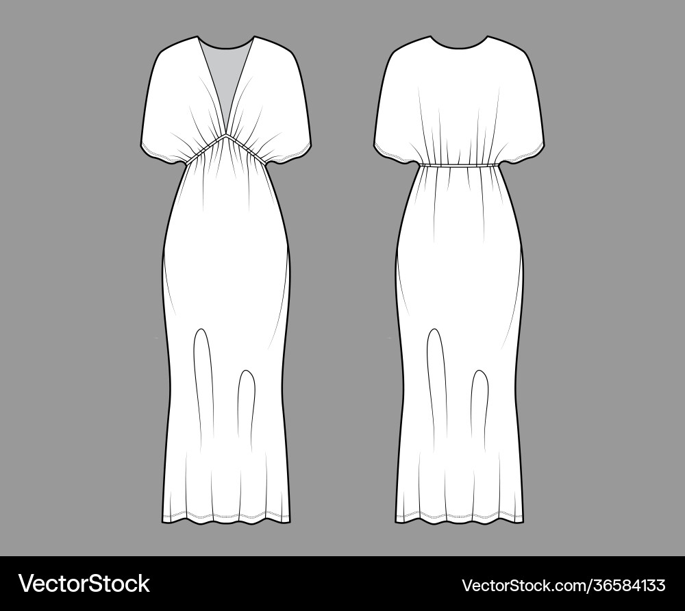 Kaftan dress technical fashion Royalty Free Vector Image