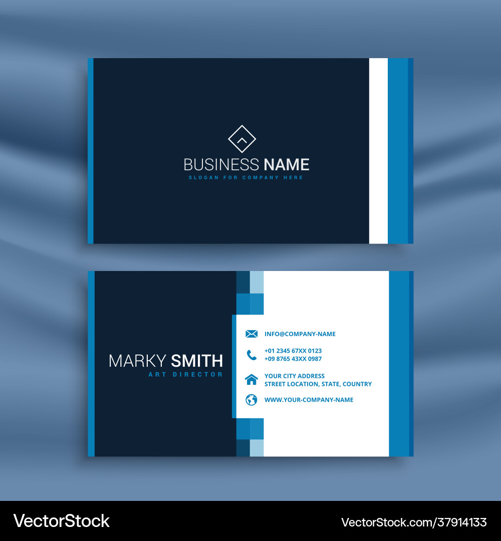 Professional blue business card template Vector Image