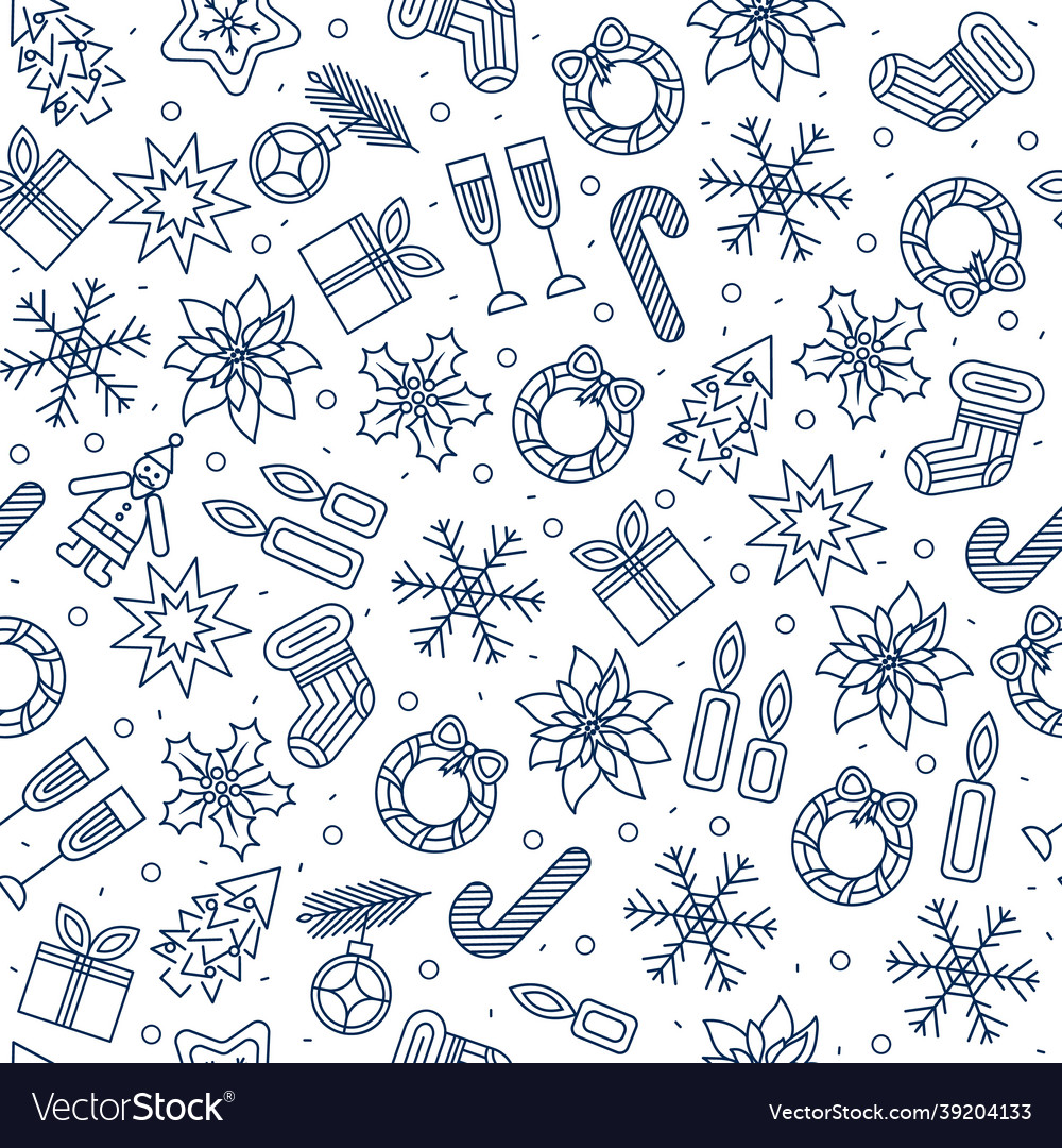 Seamless pattern with christmas icons symbols Vector Image