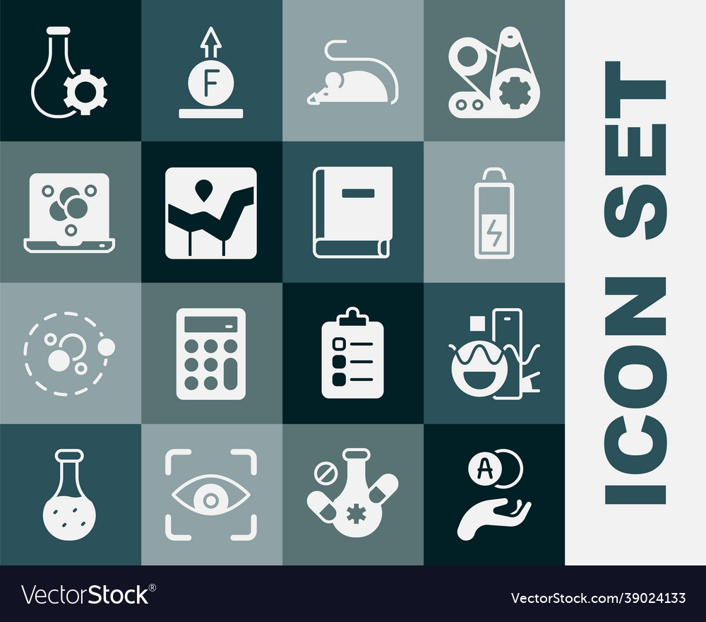 Set atom basic geometric shapes battery Royalty Free Vector