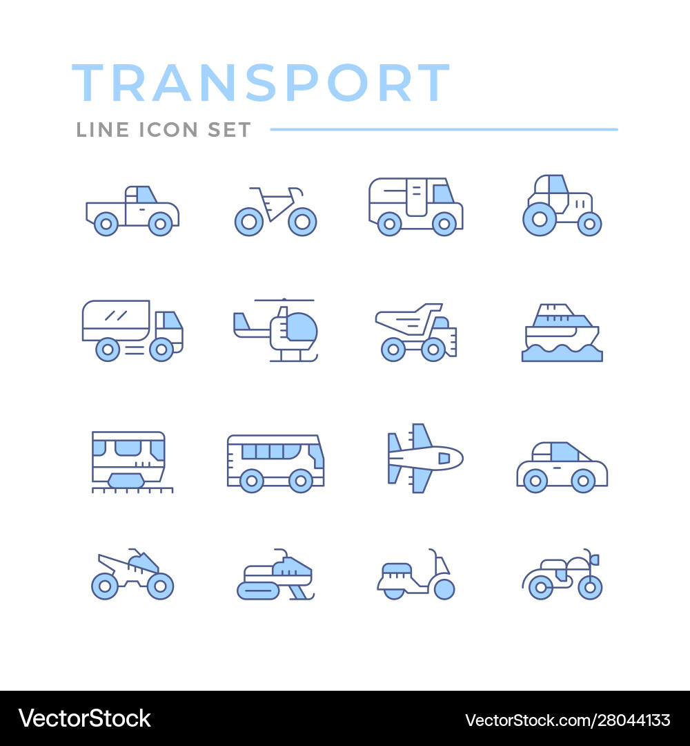 Set color line icons transport Royalty Free Vector Image
