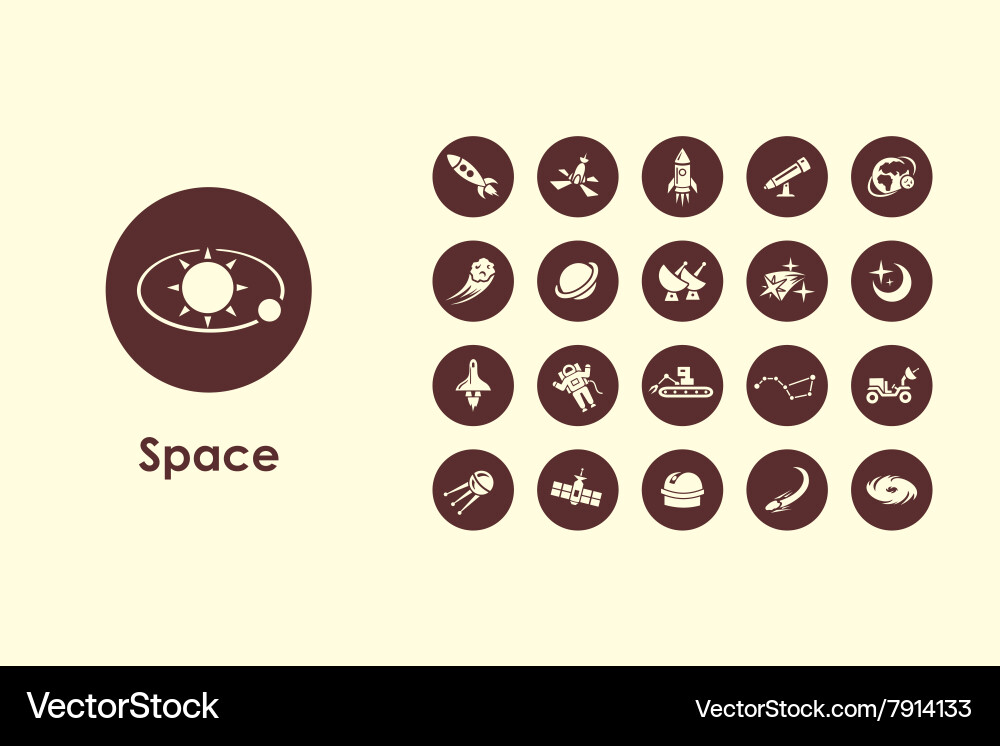 Set of space simple icons Royalty Free Vector Image