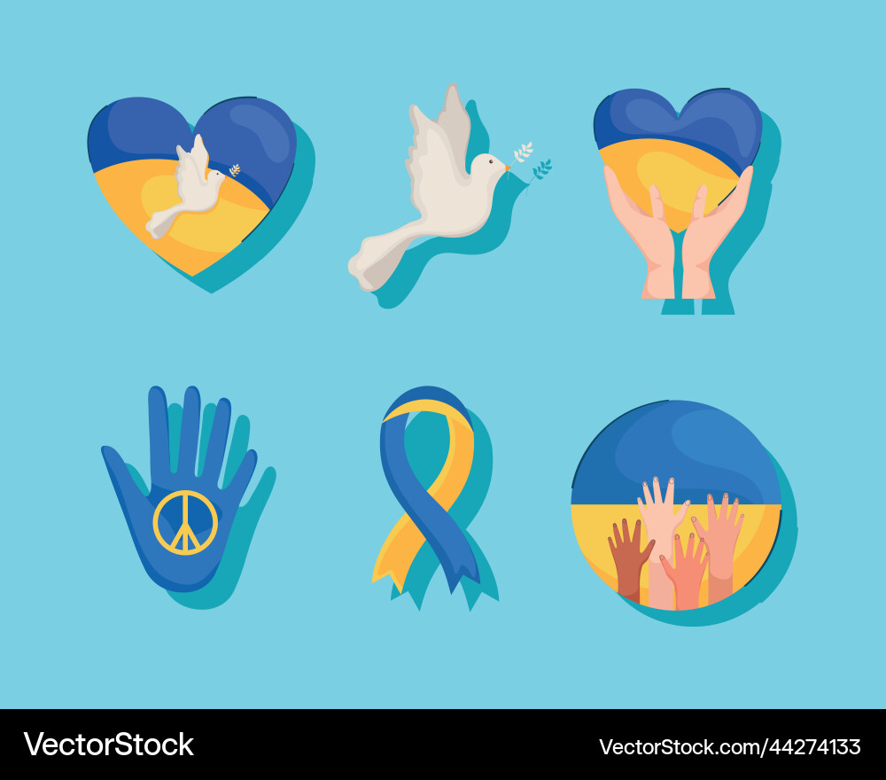 Six ukraine peace icons Royalty Free Vector Image