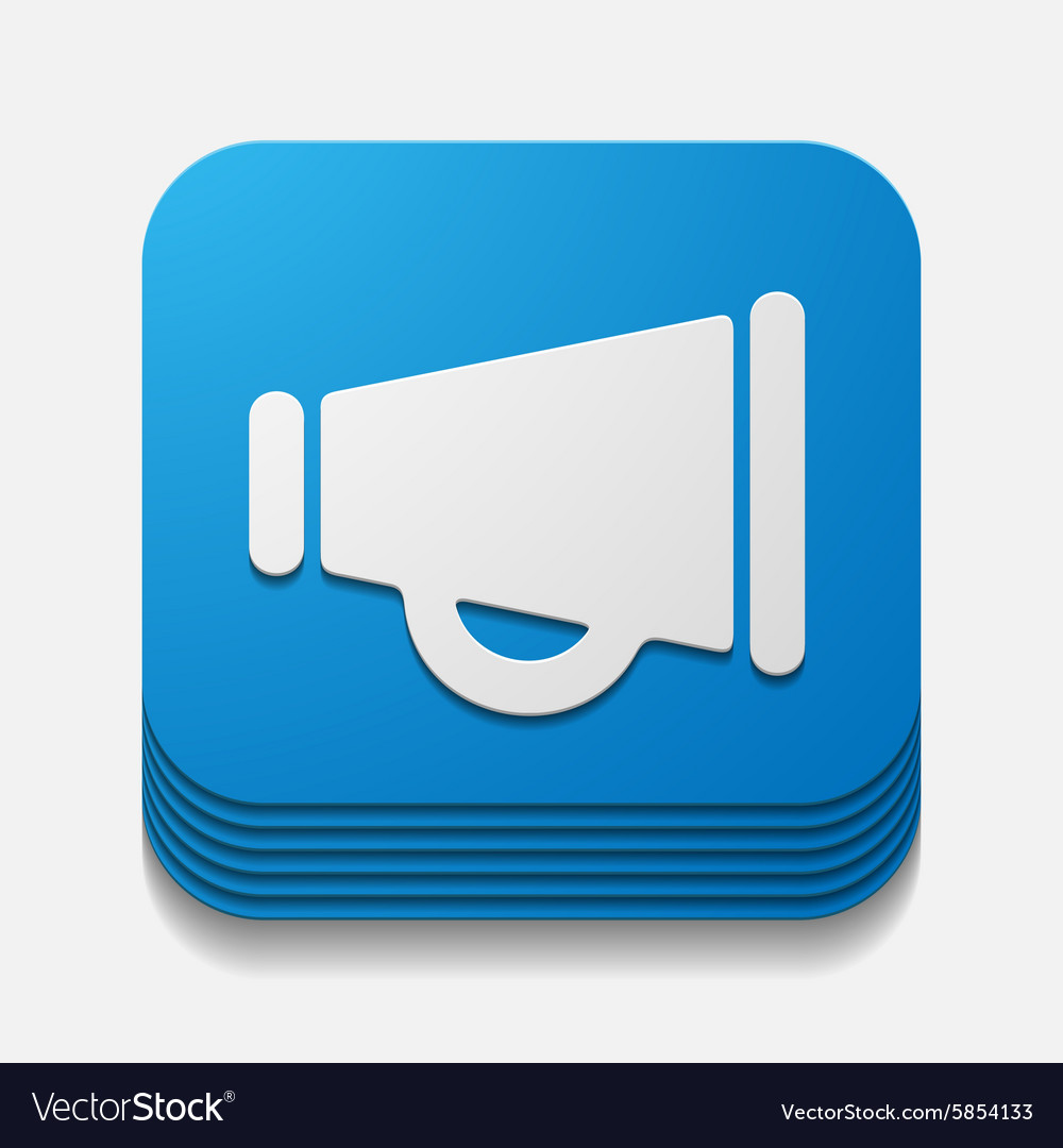 Square button megaphone Royalty Free Vector Image