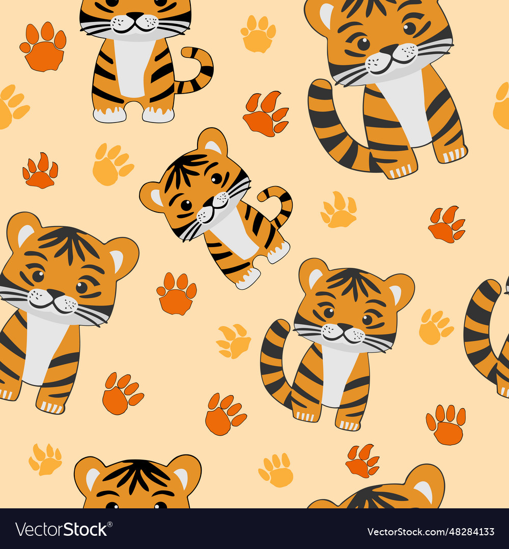 Tiger element pattern seamless Royalty Free Vector Image