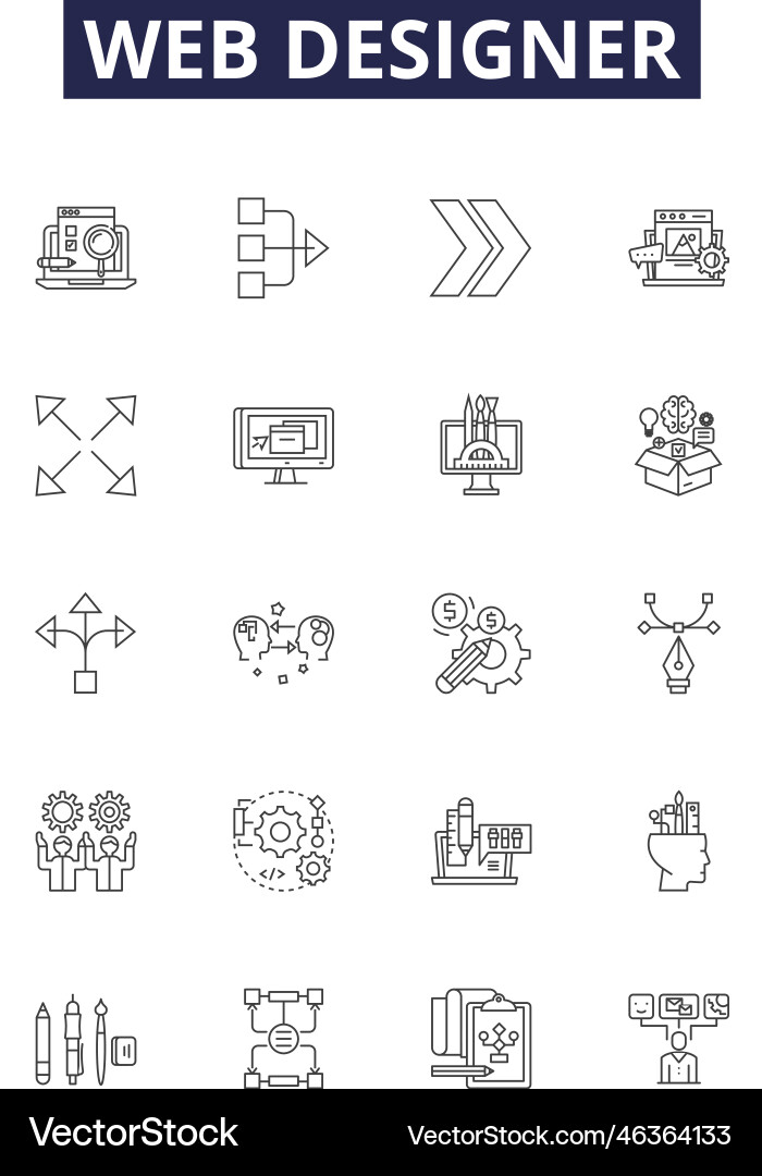 Web designer line icons and signs Royalty Free Vector Image