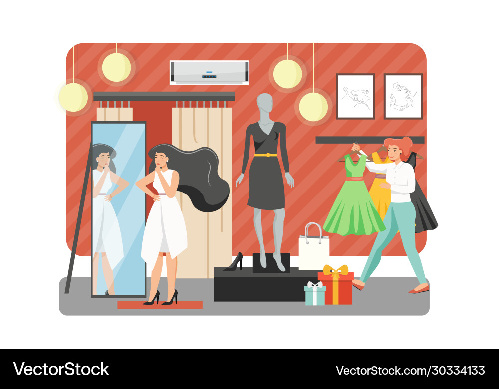 Woman shop flat style design Royalty Free Vector Image