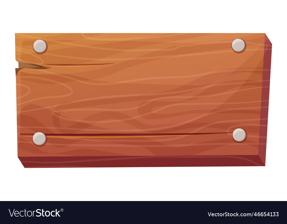 Wooden plank frame game ui asset textured piece Vector Image
