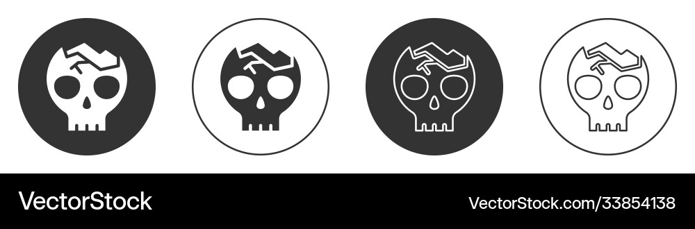 Black broken human skull icon isolated on white Vector Image