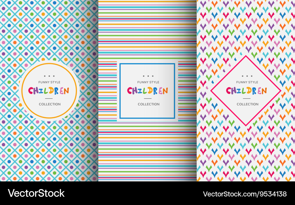 Bright colorful seamless patterns for baby style Vector Image