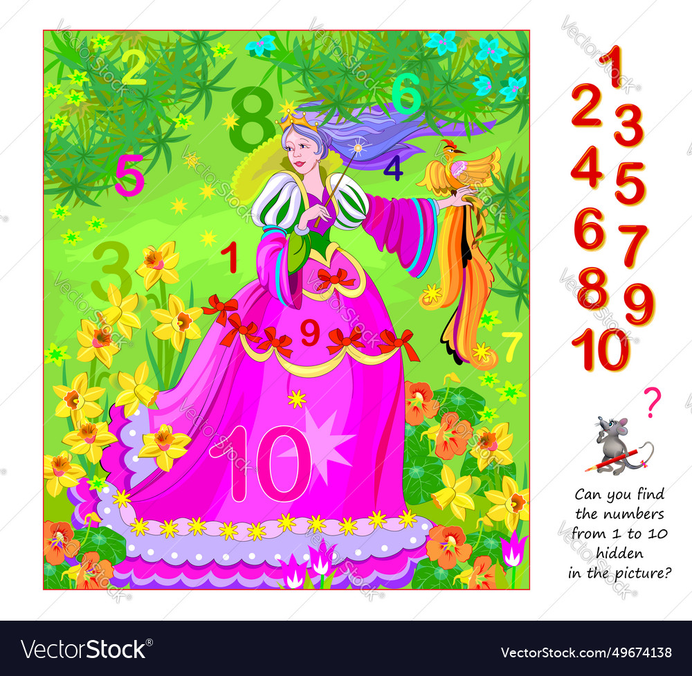 Can you find the numbers from 1 to 10 hidden Vector Image