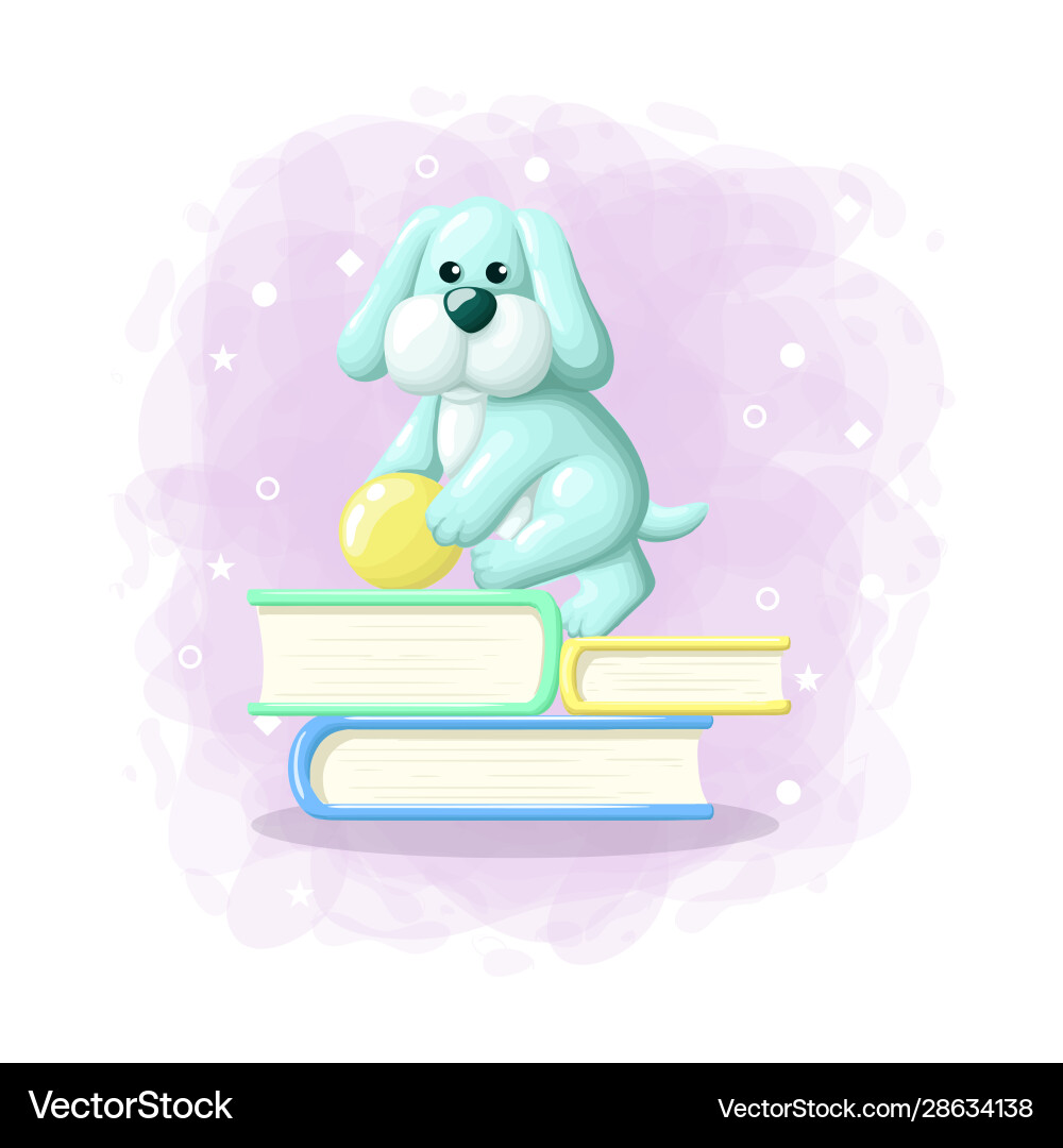 Cartoon cute dog step on book Royalty Free Vector Image