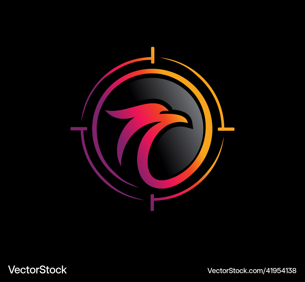 Eagle with circle target hunting logo sign Vector Image