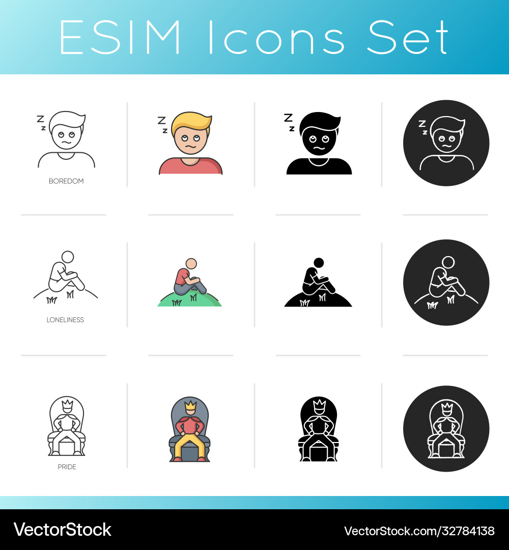 Feelings and emotions icons set Royalty Free Vector Image