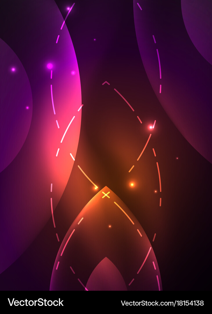Glowing modern geometric shapes in dark space Vector Image