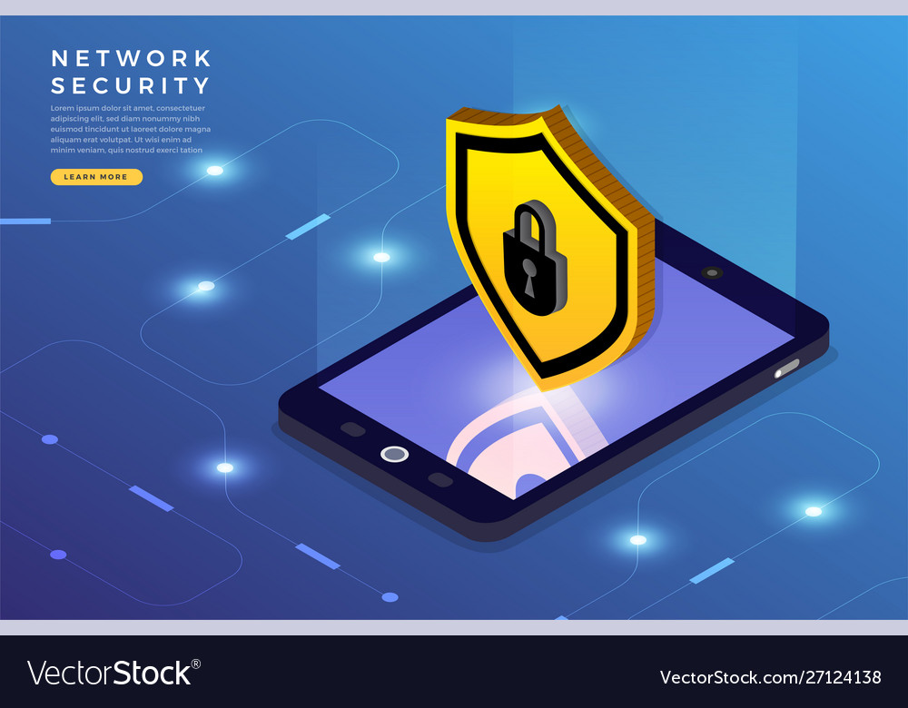 Isometric network security Royalty Free Vector Image