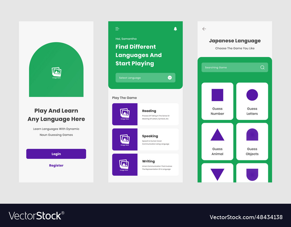 Learning language interface design template Vector Image