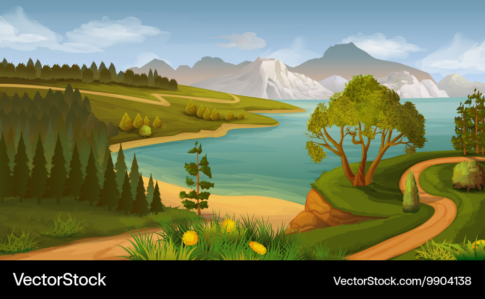 Nature landscape sea bay background Royalty Free Vector